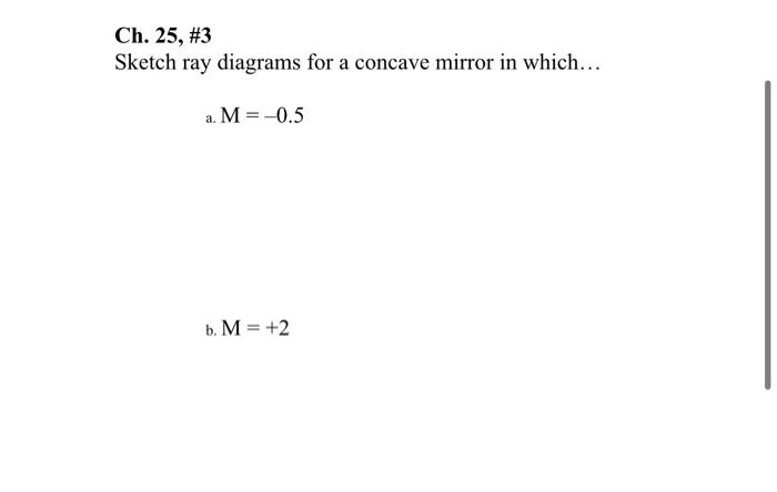 Solved Ch. 25, #3 Sketch ray diagrams for a concave mirror | Chegg.com