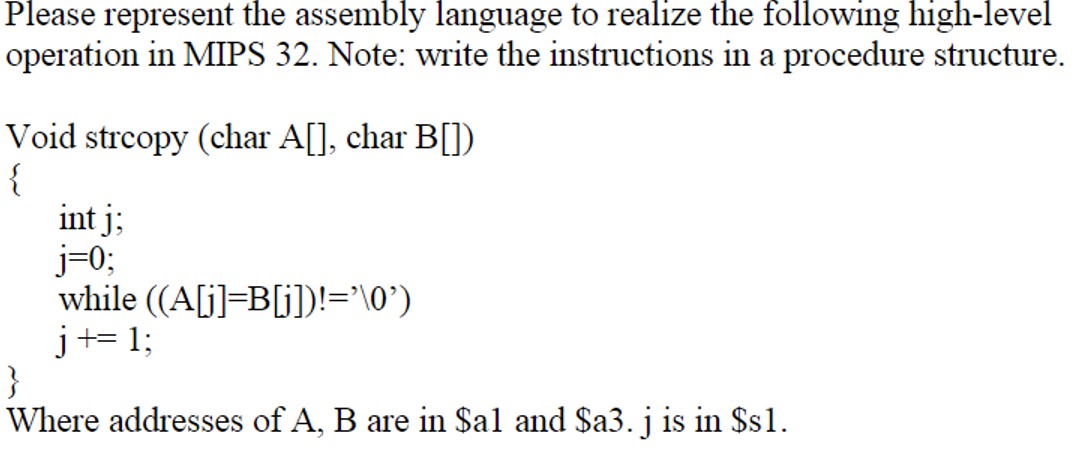 Please represent the assembly language to realize the | Chegg.com