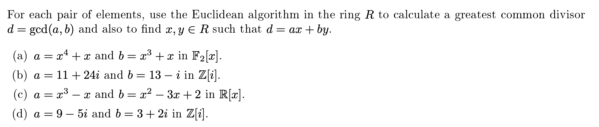 Solved For each pair of elements, use the Euclidean | Chegg.com
