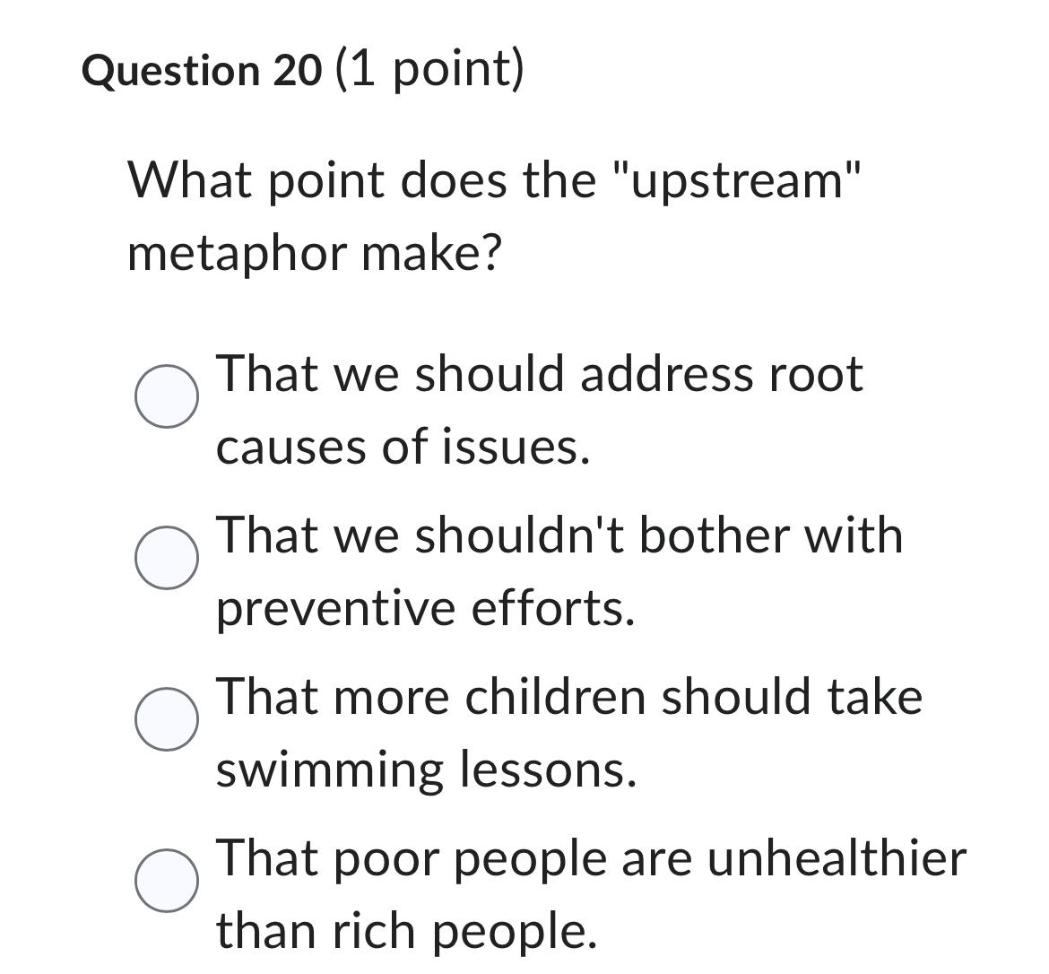 Solved Question 20 (1 point)What point does the Solved Question 20 (1 point)What point does the