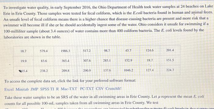 Solved counts for all possible 100−mL samples taken from all | Chegg.com