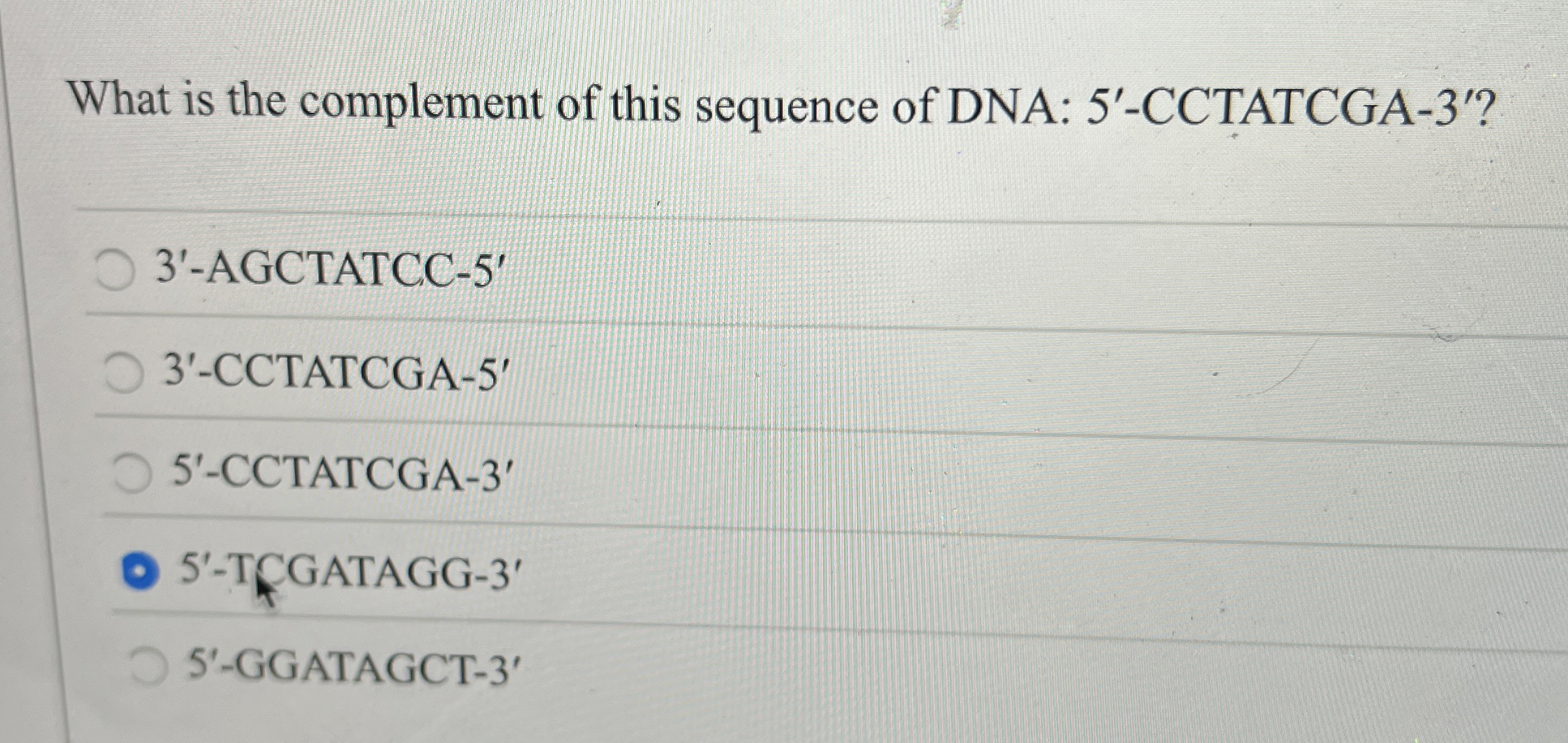 Solved What is the complement of this sequence of DNA: | Chegg.com