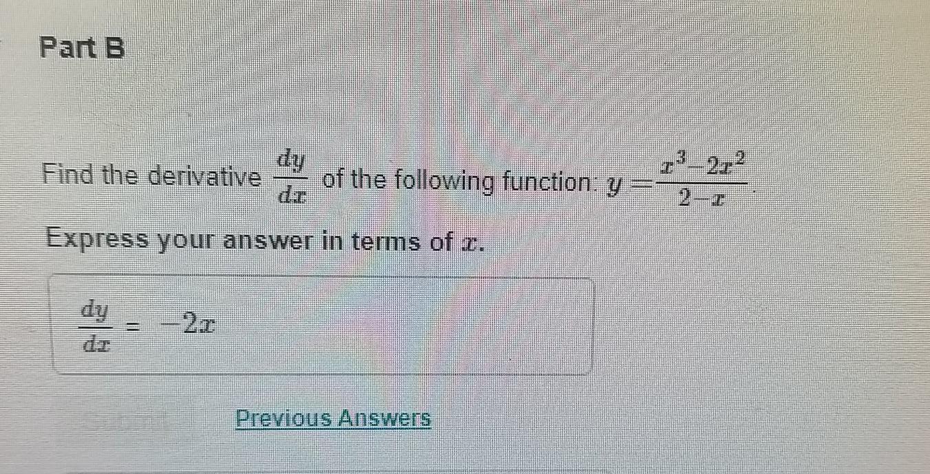 Solved Find the derivative dxdy of the following function: | Chegg.com