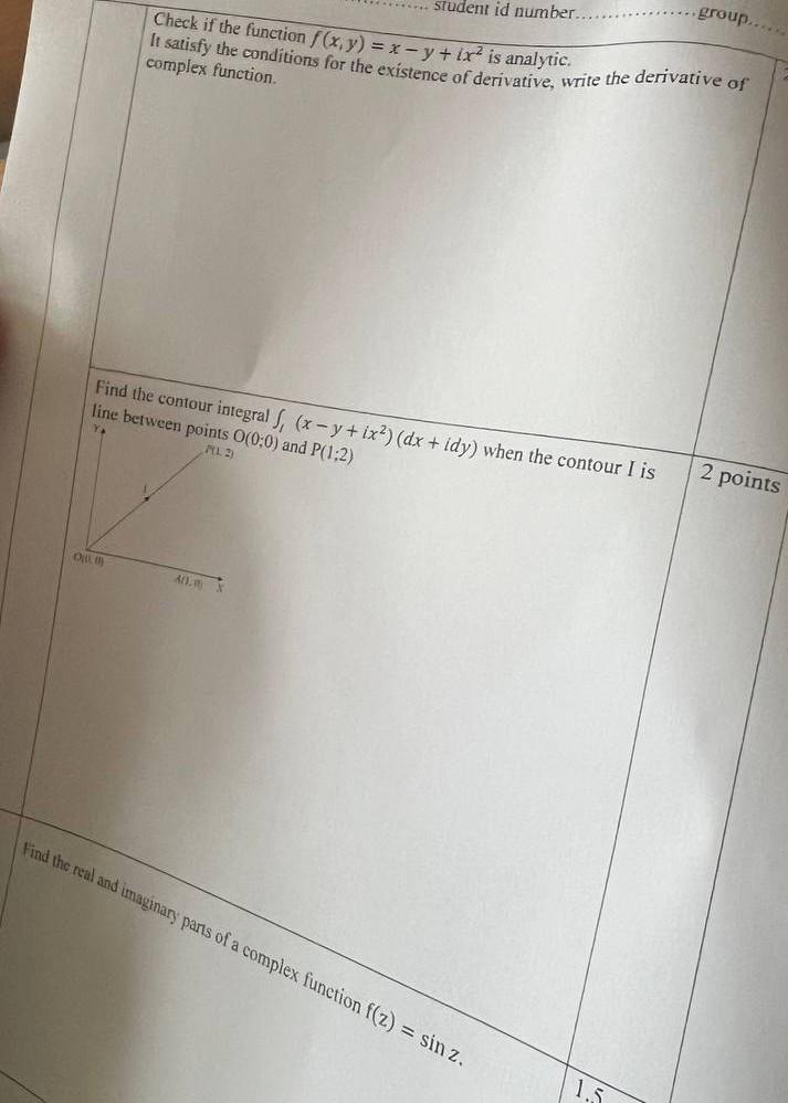 Solved Check if the function f(x,y)=x−y+ix2 is analytic. It | Chegg.com