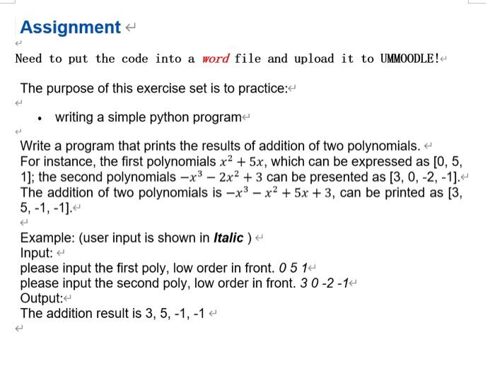 Solved Assignment Need to put the code into a word file and | Chegg.com