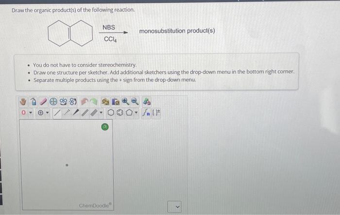 Solved Draw the organic product(s) of the following | Chegg.com