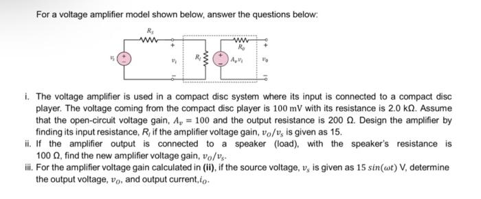Solved Determine the open circuit voltage gain of the | Chegg.com