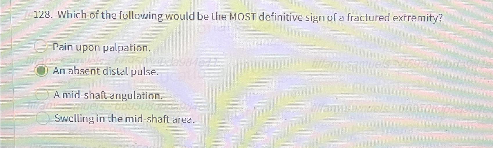 Solved Which of the following would be the MOST definitive | Chegg.com