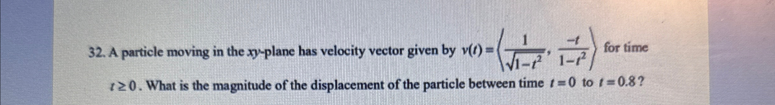 Solved A particle moving in the xy-plane has velocity vector | Chegg.com