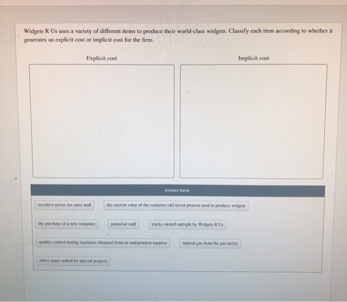 Solved Widgets R Us uses a variety of different items to | Chegg.com