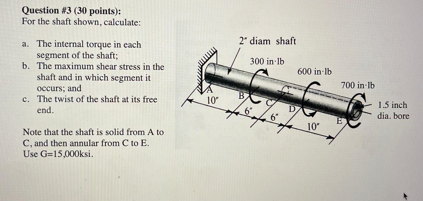Solved Question #3 (30 points): For the shaft shown, | Chegg.com