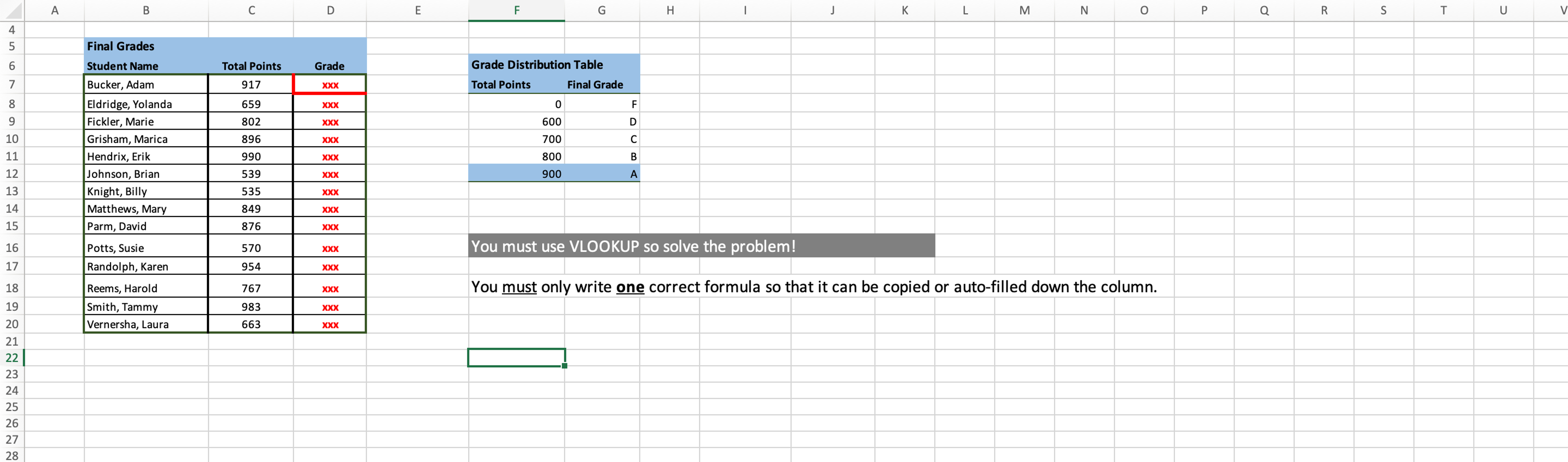 Solved You must use VLOOKUP so solve the problem!You must | Chegg.com