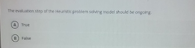 Solved The evaluation step of the Heuristic problem solving | Chegg.com