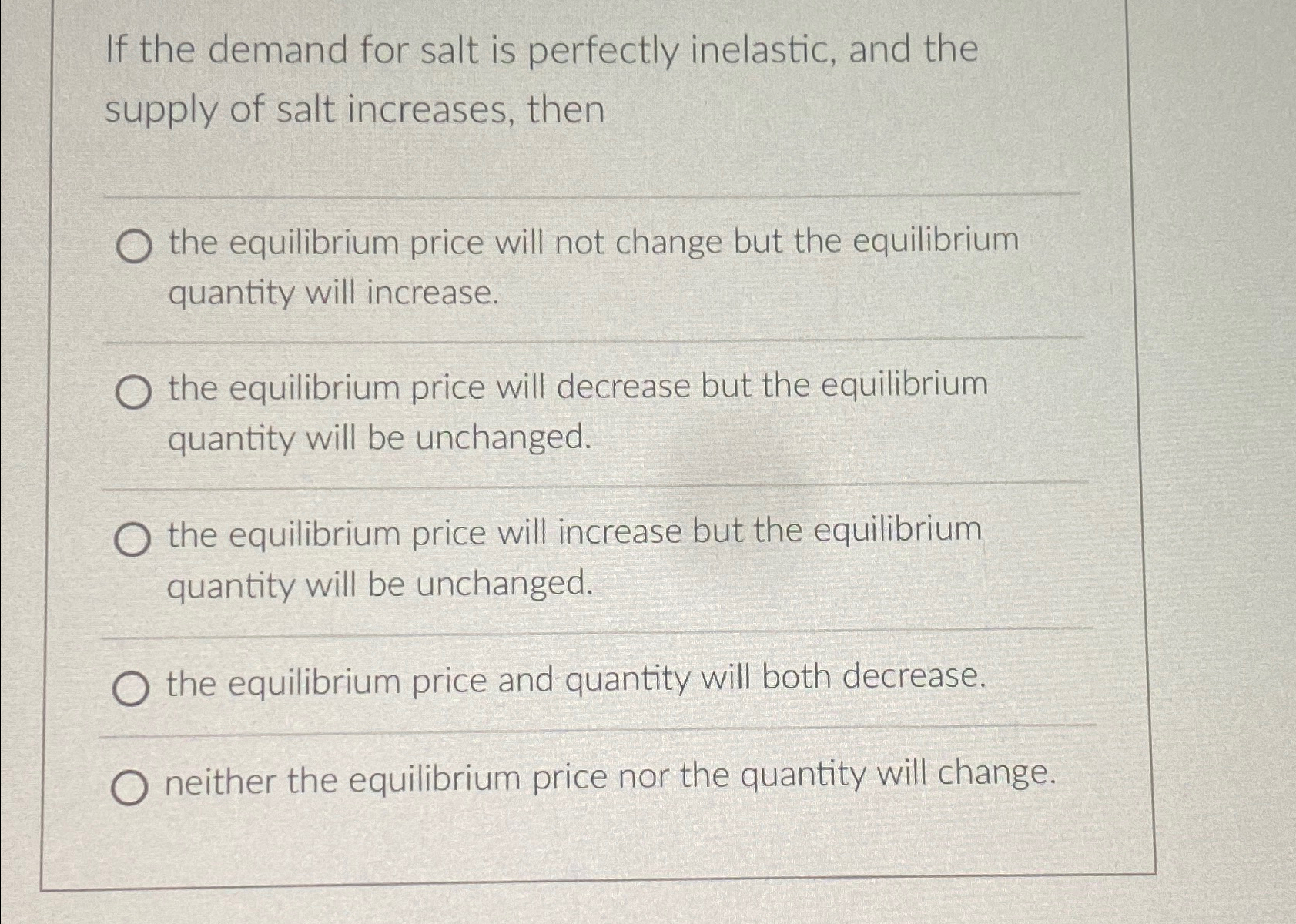 Solved If the demand for salt is perfectly inelastic, and | Chegg.com