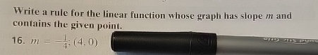 Solved Write a rule for the linear function whose graph has | Chegg.com
