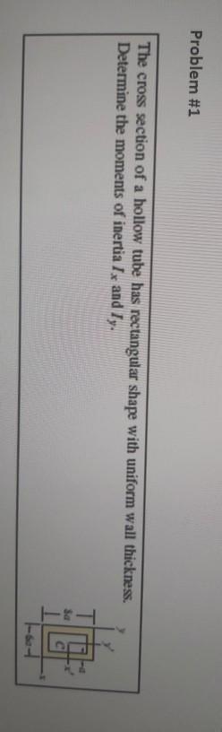 Solved Problem #1 The cross section of a hollow tube has | Chegg.com
