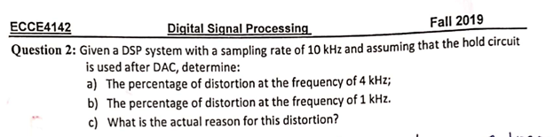 Solved Question 2: Given a DSP system with a sampling rate | Chegg.com