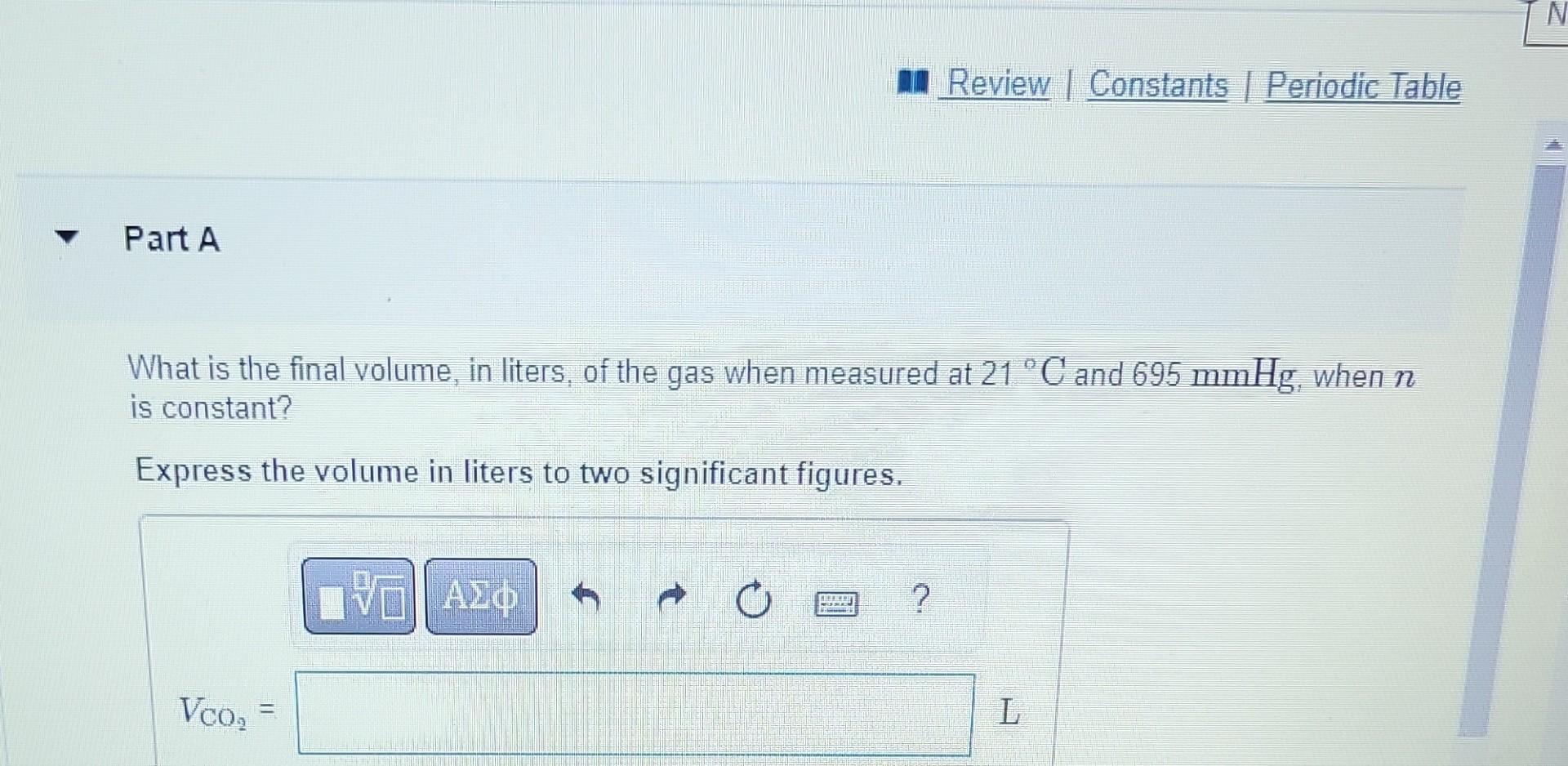 Solved What is the final volume, in liters, of the gas when | Chegg.com