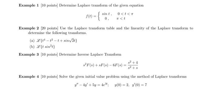 Solved Example 1 [10 points] Determine Laplace transform of | Chegg.com