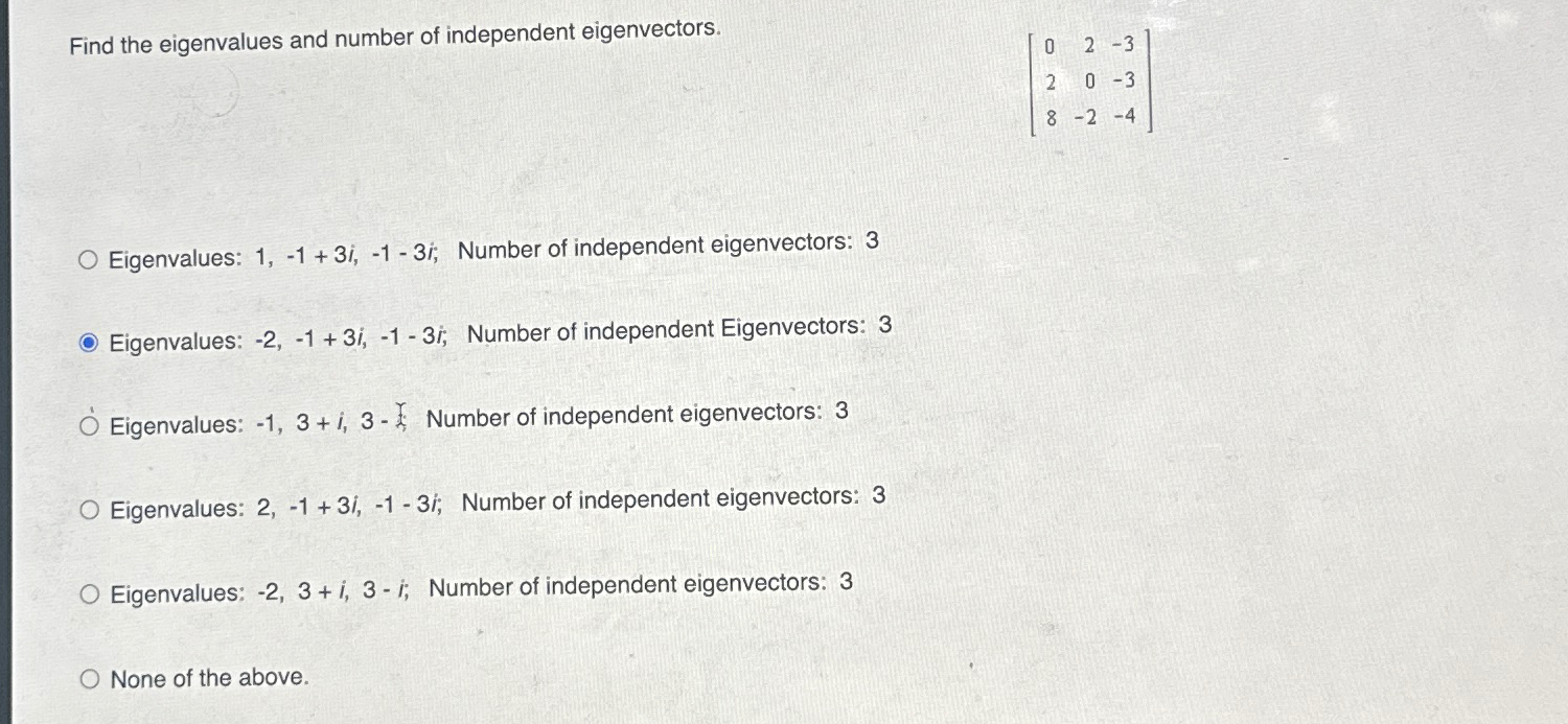 Solved Find the eigenvalues and number of independent | Chegg.com
