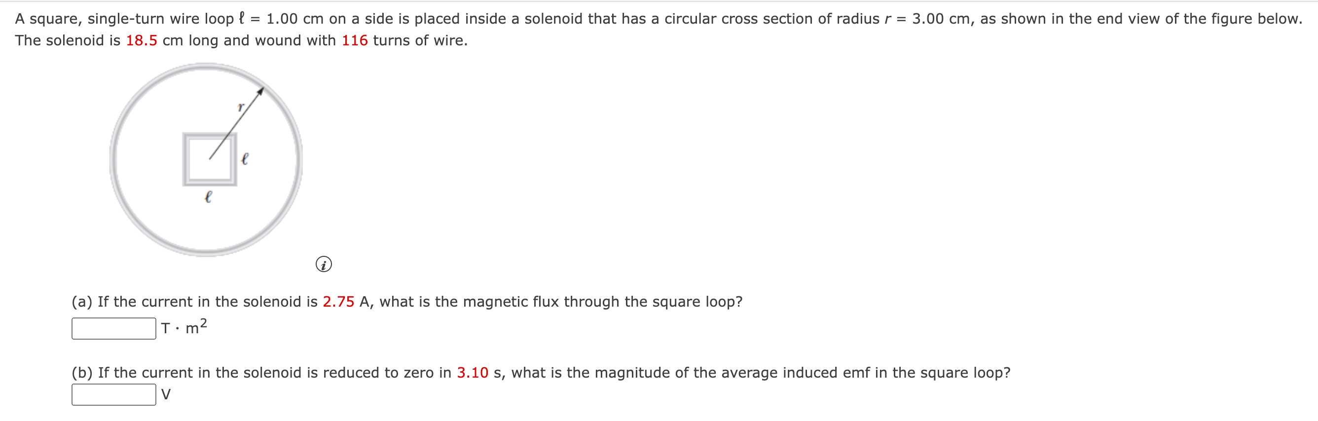 Solved A square, single-turn wire loop l=1.00cm ﻿on a side | Chegg.com