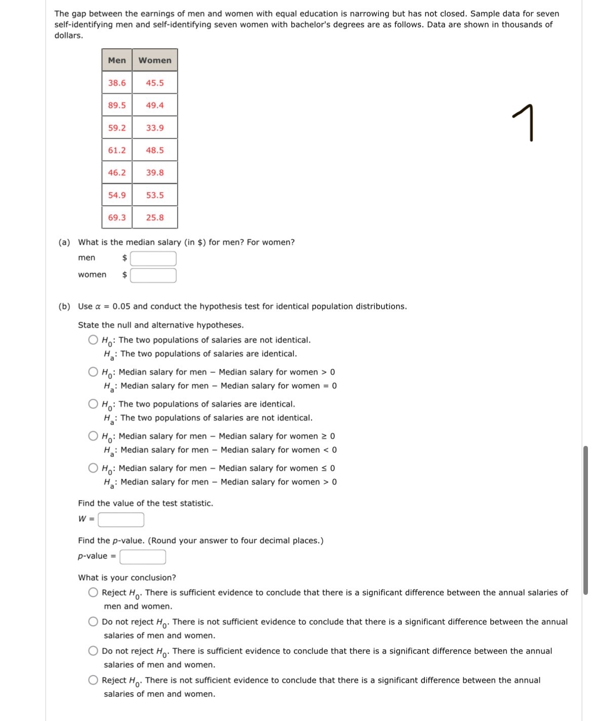 Solved 77 ﻿The gap between the earnings of men and women | Chegg.com