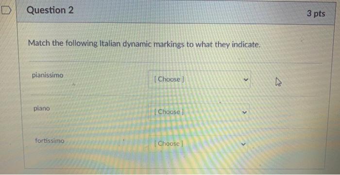 Solved Question 2 3 pts Match the following Italian dynamic | Chegg.com