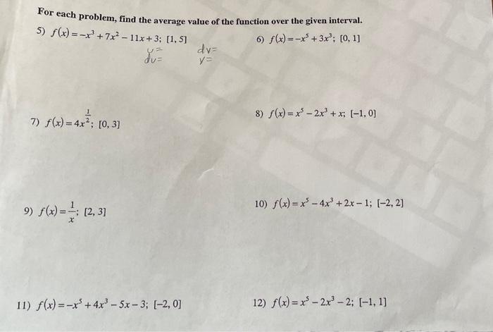 Solved mean value theorem for integrals.for each problem, | Chegg.com