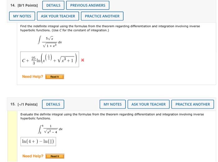 Solved Find the indefinite integral using the formulas from | Chegg.com
