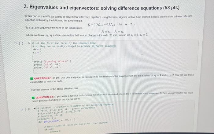 3. Eigenvalues and eigenvectors: solving difference | Chegg.com