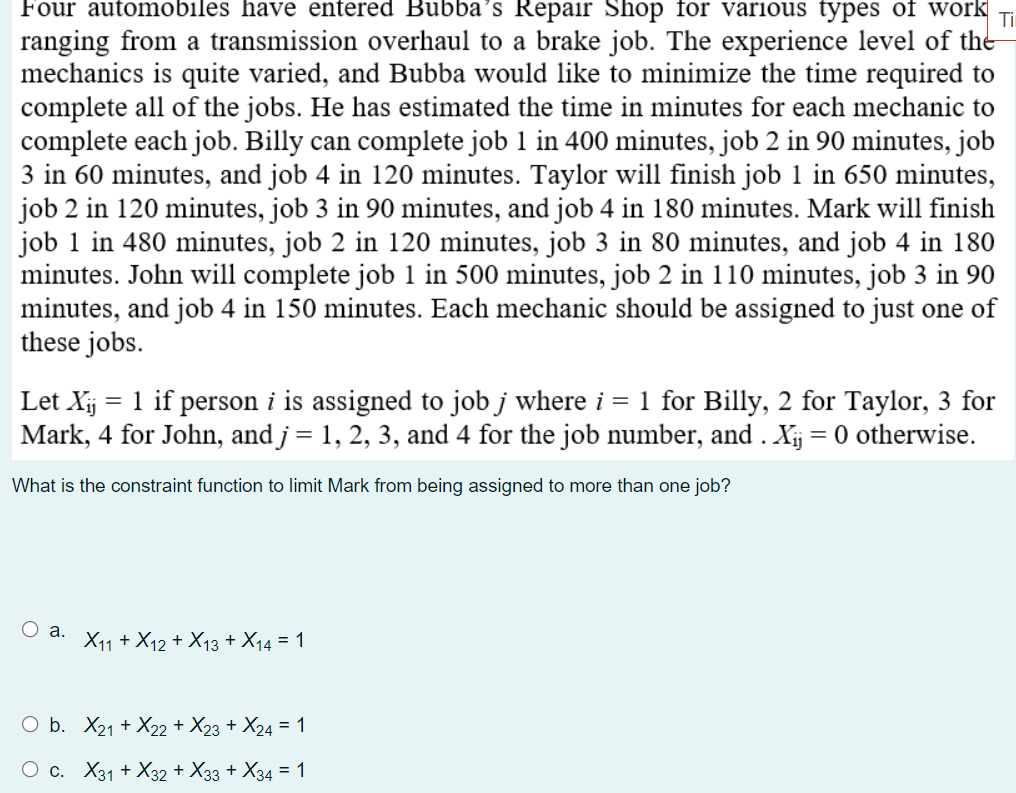 Solved What Is The Constraint Function To Limit Mark From