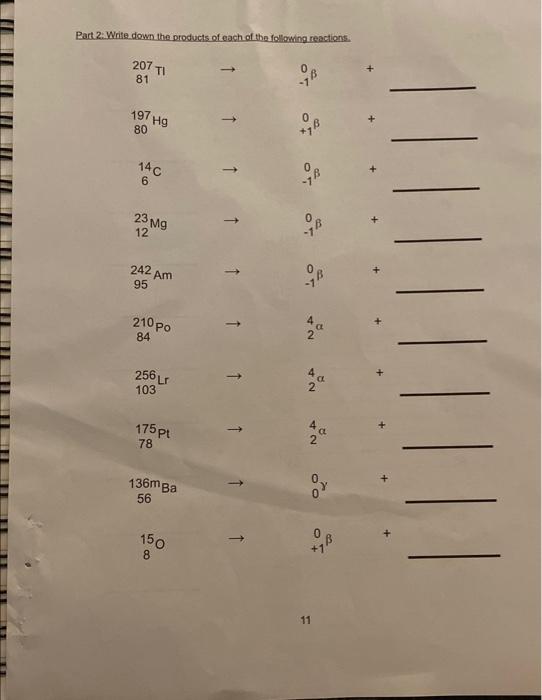 Solved Bart 2: Write down the products of each of the | Chegg.com