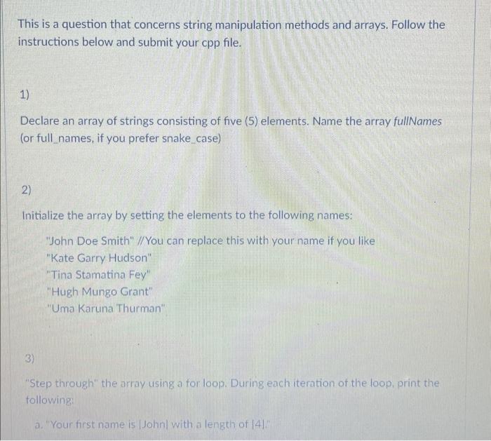 Solved This is a question that concerns string manipulation | Chegg.com