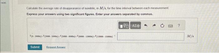 Solved Calculale the average rate of disappearance of | Chegg.com