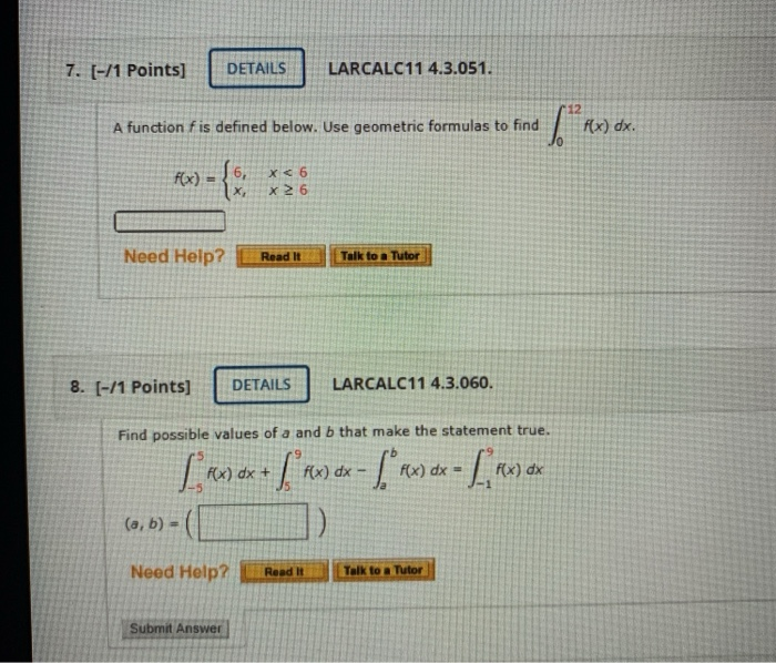 Solved 7. [-/1 Points) DETAILS LARCALC11 4.3.051. A function | Chegg.com