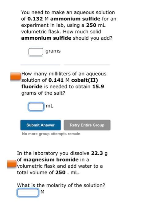 Solved You need to make an aqueous solution of 0.132M | Chegg.com