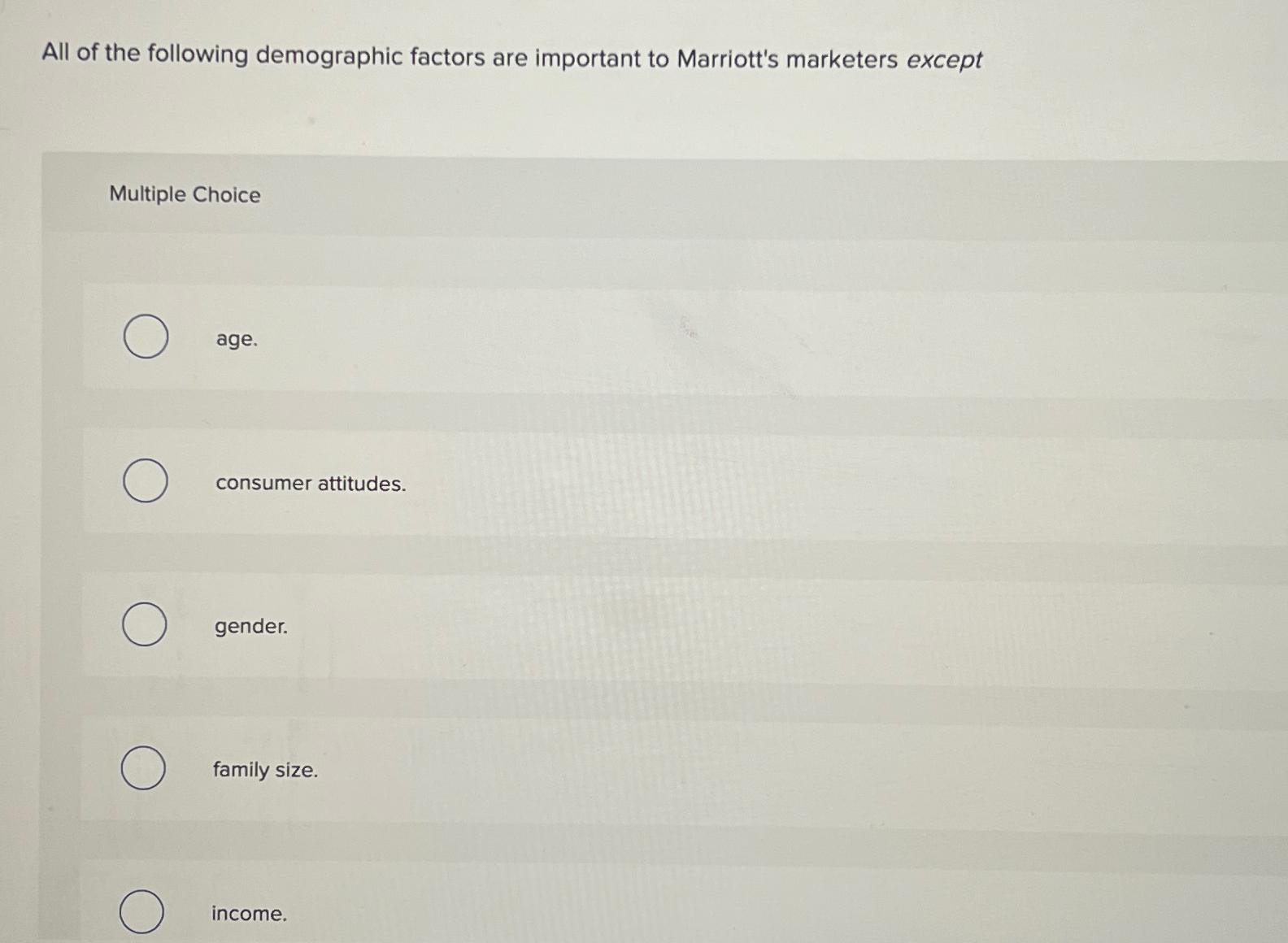 Solved All of the following demographic factors are | Chegg.com