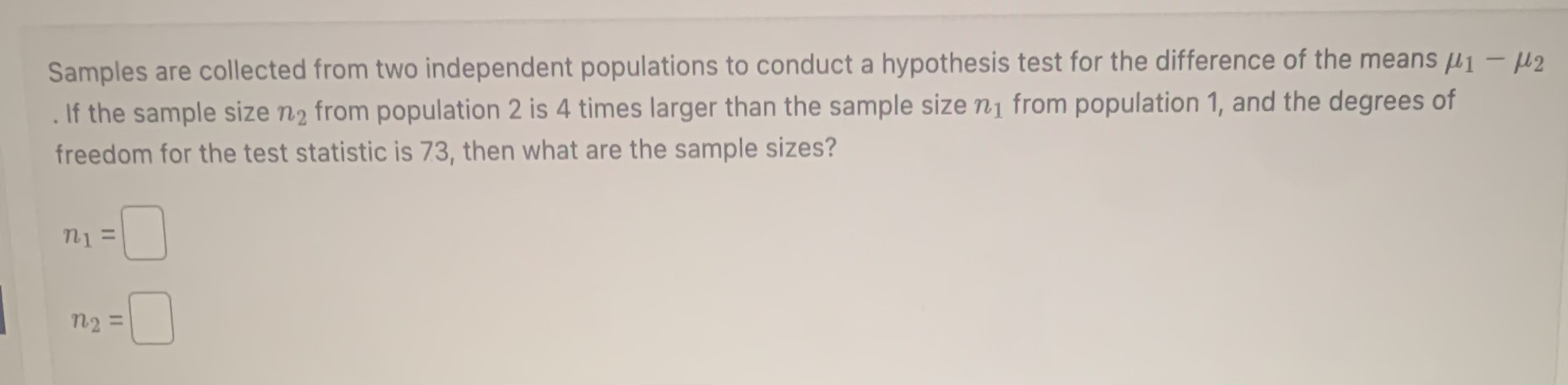 Solved Samples are collected from two independent | Chegg.com