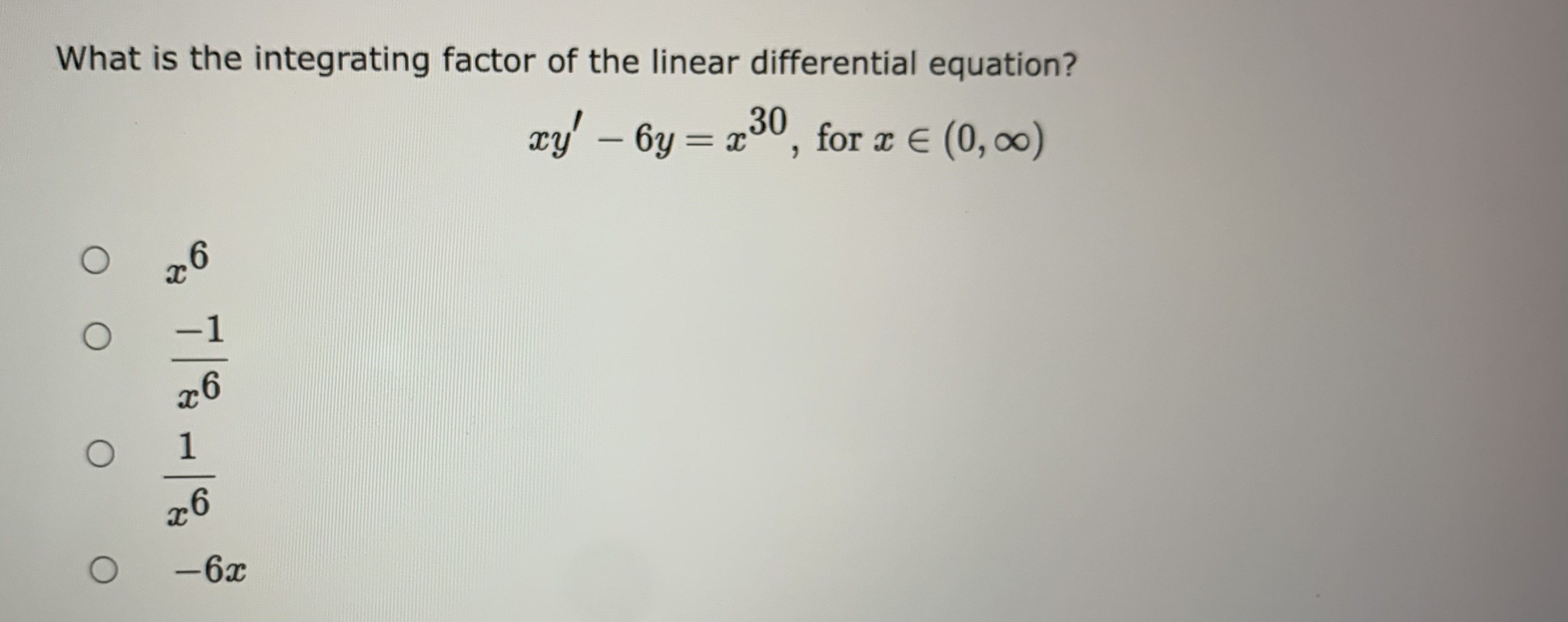 Solved What is the integrating factor of the linear | Chegg.com