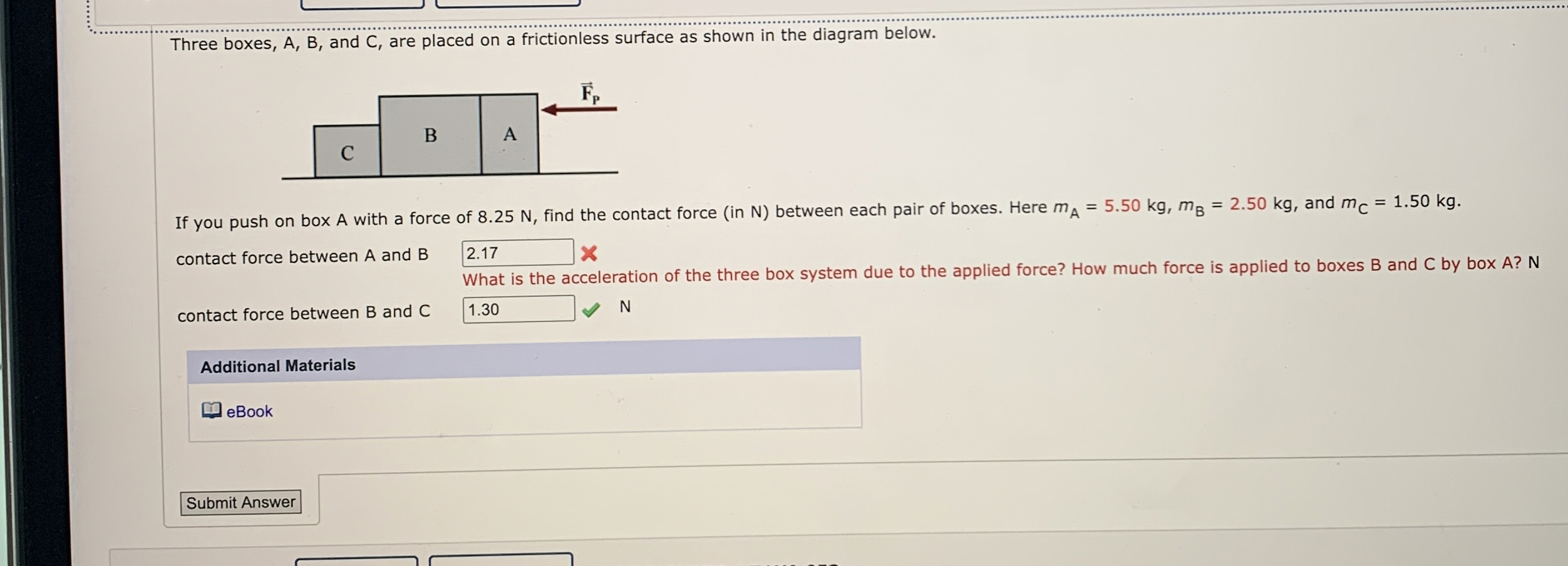 Solved Three boxes, A, ﻿B, ﻿and C, ﻿are placed on a | Chegg.com