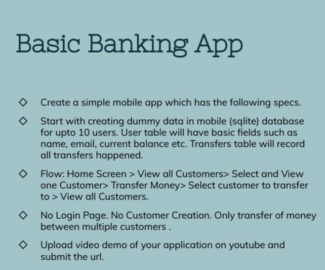 Solved Basic Banking App Create a simple mobile app which | Chegg.com