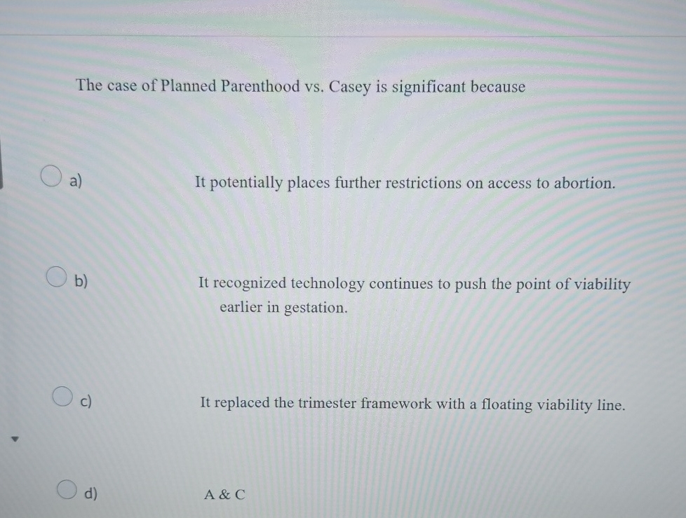 The case of Planned Parenthood vs. ﻿Casey is | Chegg.com