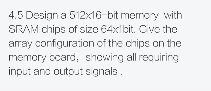 Solved 4.5 Design a 512x16-bit memory with SRAM chips of | Chegg.com