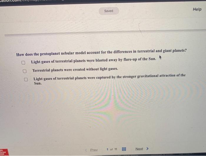 Solved Saved Help How does the protoplanet nebular model | Chegg.com