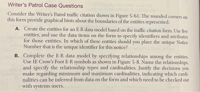 Solved WRITER'S PATROL CORRECTION NOTICE IE Crow's Foot | Chegg.com