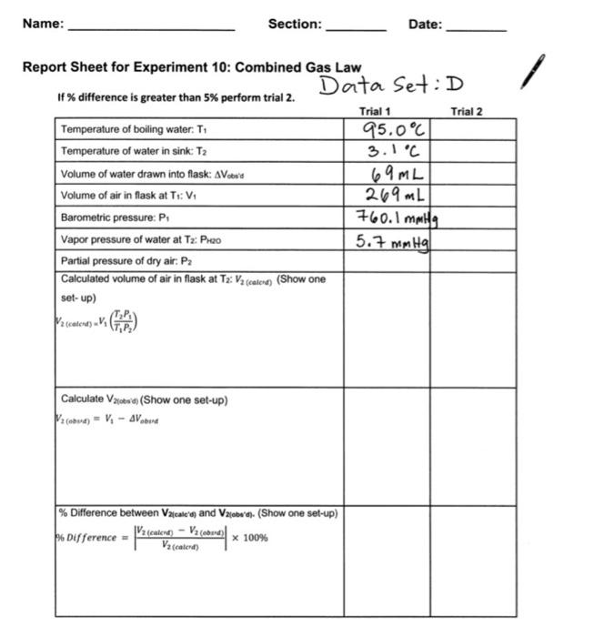 Solved Name: Section: Date: Report Sheet for Experiment 10: | Chegg.com