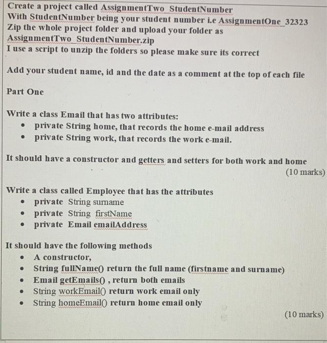 Solved Create a project called AssignmentTwo StudentNumber | Chegg.com