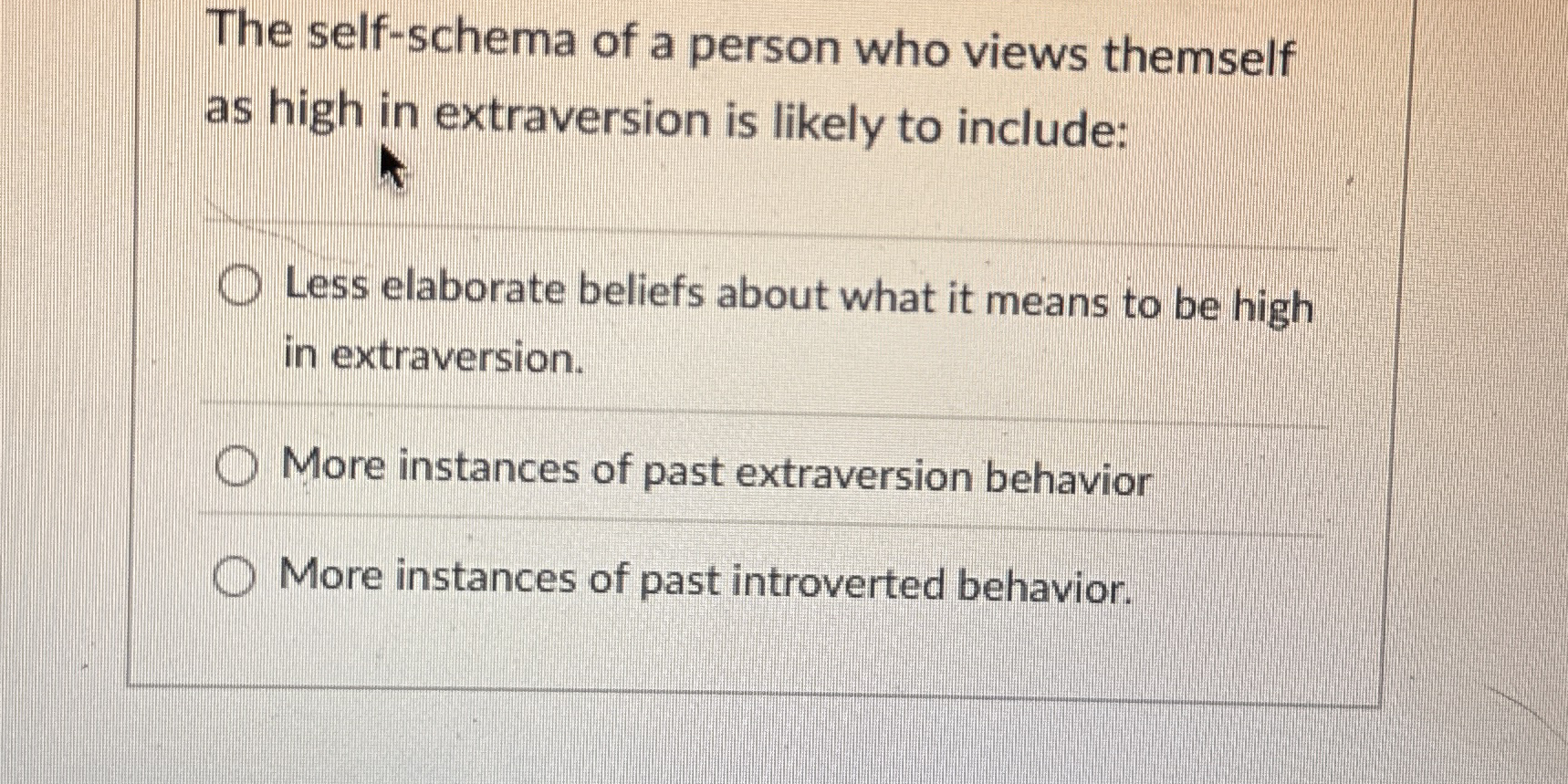 Solved The self-schema of a person who views themself as | Chegg.com