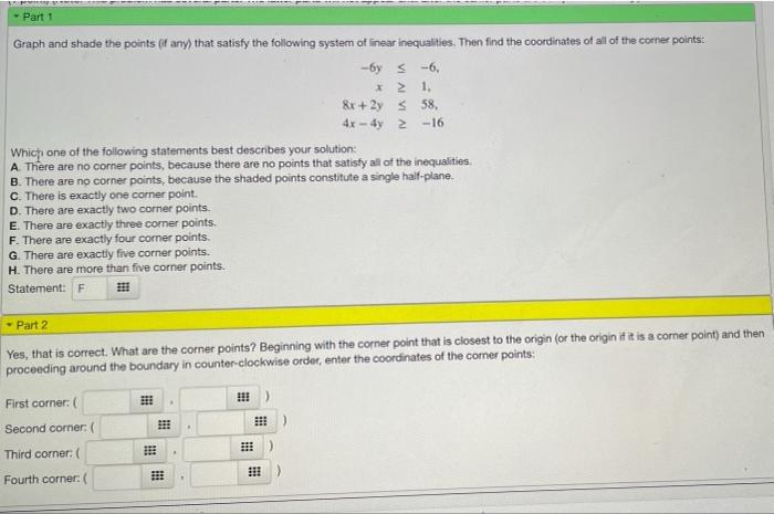 Solved - Part 1 Graph and shade the points (if any) that | Chegg.com