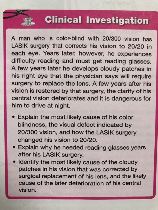 Solved Clinical Investigation A man who is color-blind with | Chegg.com